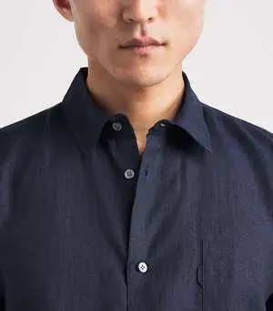 Derek Rose Linen Monaco Shirt - Navy