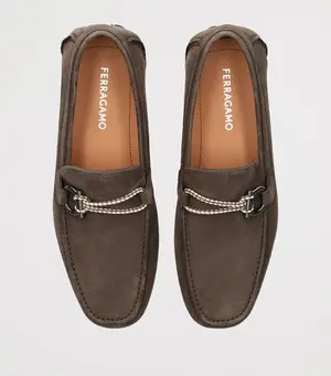 FERRAGAMO Nubuck Leather Driving Shoes - Brown