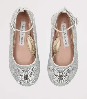 ARUNA SETH Glitter Angelina Ballet Flats With Butterfly Brooch