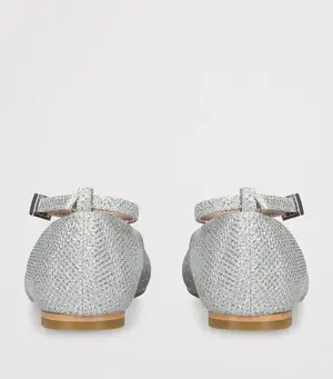ARUNA SETH Glitter Angelina Ballet Flats With Butterfly Brooch