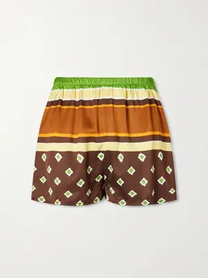 Faithfull The Brand Tia Printed Satin Shorts - Brown