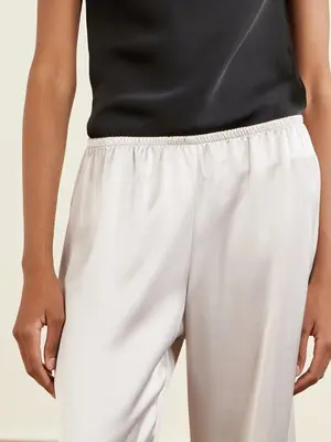 LESET Satin Wide-leg Trousers - Silver