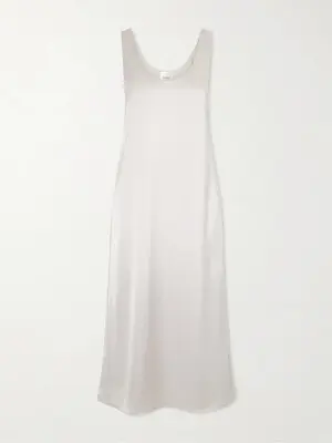 LESET Barb Satin Midi Dress - Silver