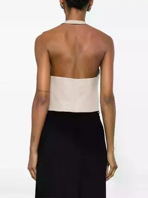 MITILIANE COUTURE Ivory Halterneck Button-up Waistcoat