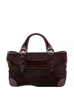 Celine Macadam Suede Boogie Handbag - Brown