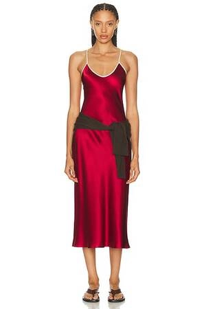 Comme Si Silk Bias Slip Dress - Deep Red