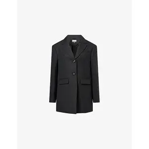 GANNI Single-breasted Wool-blend Blazer - Phantom