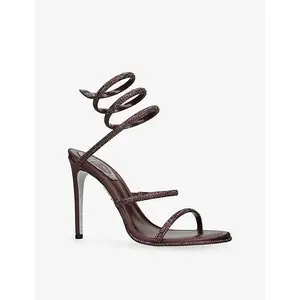 Rene Caovilla Cleo 105 Jewel-embellished Leather Heeled Sandals - Wine Comb