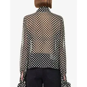 FRAME Polka Dot Silk Blouse With Neck Tie