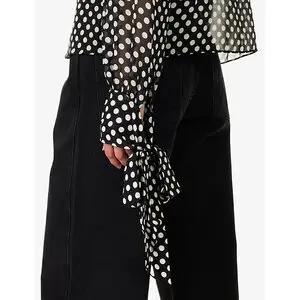 FRAME Polka Dot Silk Blouse With Neck Tie