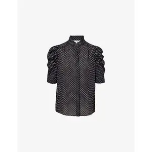 FRAME Gillian Polka-dot Silk Blouse - Black Multi