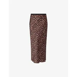 ANINE BING Print Silk Midi Skirt - Leopard