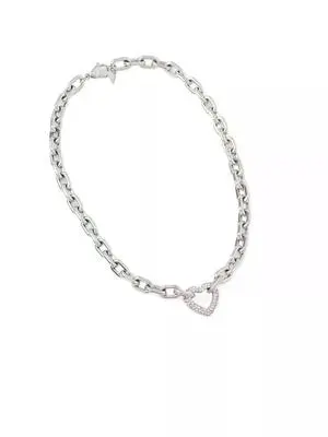 Guess Crystal-embellished Heart Pendant Necklace - Silver