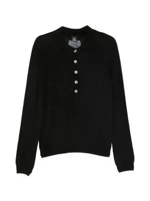 Versace Wool Knitted Button-up Polo Sweater