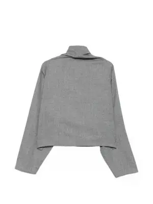 Alberta Ferretti High Neck Batwing Sleeve Top - Grey