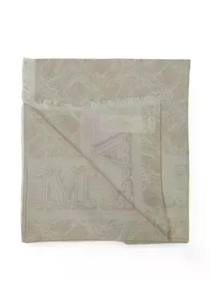 Max Mara Monogram-jacquard Fringed Scarf - Neutrals