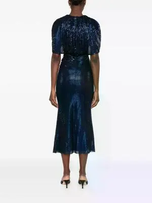 SELF-PORTRAIT Rhinestone Embellished Cape-sleeve Midi Dress