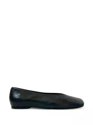 HALMANERA Square-toe Leather Ballet Flats - Black