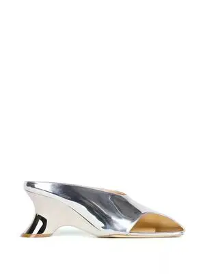 A.W.A.K.E. Mode Metallic Cut-out Mules - Silver