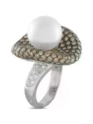 LB EXCLUSIVE 18k White Gold Pearl And Diamond Ring - Silver