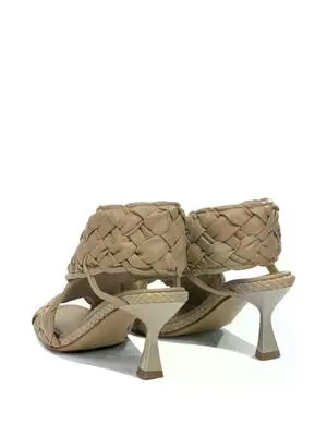 TONI PONS Braided Leather Slingback Sandals With Kitten Heel