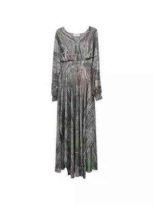 Ba&sh Santana Metallic Abstract Print Maxi Dress