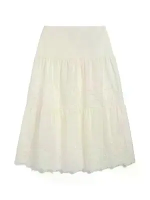Momoni Broderie Anglaise Tiered Maxi Skirt - Neutrals