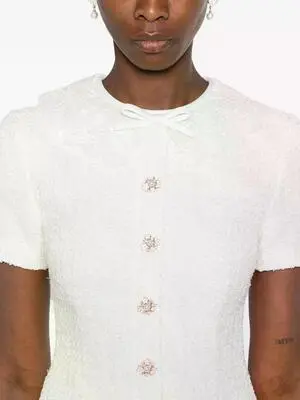 SELF-PORTRAIT Cream Bouclé Lace-trimmed Mini Dress
