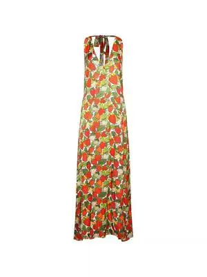 ALESSANDRO ENRIQUEZ Strawberry Print Halterneck Maxi Dress