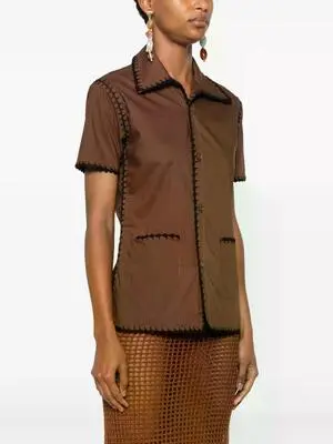 TERRY PUESTO Short Sleeve Crochet Trim Shirt