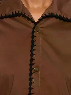 TERRY PUESTO Short Sleeve Crochet Trim Shirt