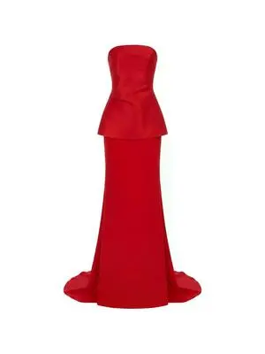Solace London Strapless Peplum Maxi Dress