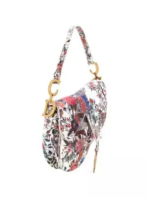 Dior Saddle Handbag With Strap Printed Leather Medium Shoulder Bag - Multicolour