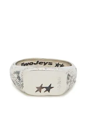 TWOJEYS Elongated Sterling-plated Brass Signet Ring - Silver