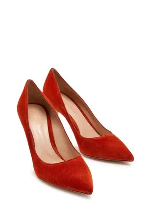 GIANVITO ROSSI Suede Pointed Toe Pumps - Orange