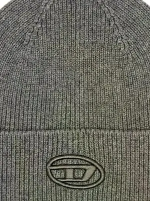 DIESEL® Ribbed Knit Beanie Hat With Embroidered Logo