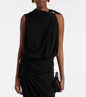 Sportmax Draped Crepe Top - Black