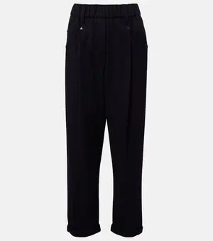 Brunello Cucinelli Brunello Cucinelli Monili Cotton-Blend Straight Leg Trousers Blue