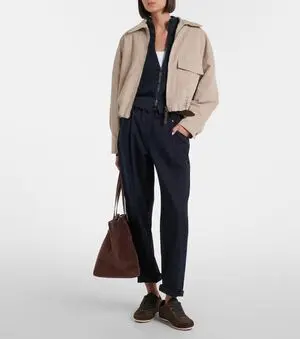 Brunello Cucinelli Monili Cotton-blend Straight Leg Trousers