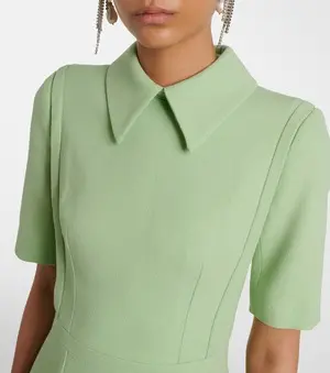 EMILIA WICKSTEAD Valletta Wool Crepe Midi Dress - Green