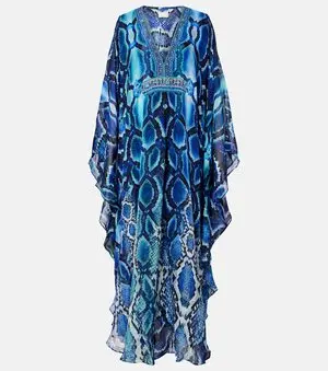 Camilla Embellished Printed Silk Kaftan