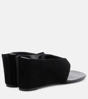 JUDE Leather Wedge Thong Sandals - Black