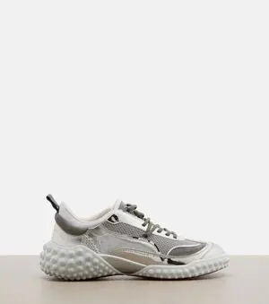 CHRISTIAN LOUBOUTIN Mara Suede And Mesh Lace-up Sneakers - Grey