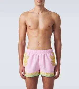 Versace Printed Swim Trunks - Pink