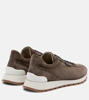 Brunello Cucinelli Monili Suede Lace-up Sneakers - Grey
