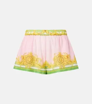 Versace Printed Cotton And Silk Voile Shorts - Multicoloured