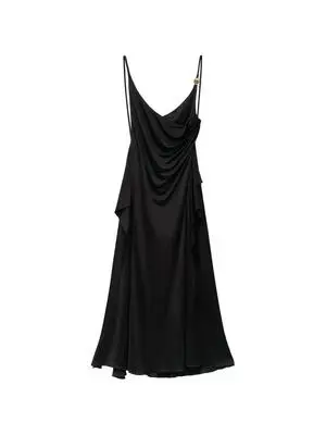 Versace Draped Medusa-hardware Midi Dress - Black
