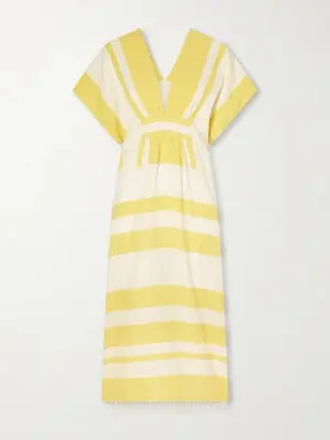 LEMLEM Gasira Striped Cotton-blend Maxi Dress - Yellow