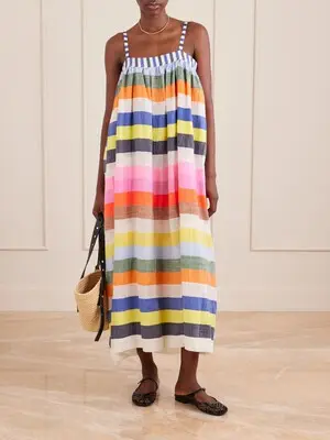 LEMLEM Eda Striped Cotton-gauze Midi Dress