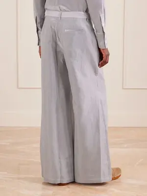 TWP Dylan Striped Cotton-blend Gabardine Wide-leg Trousers